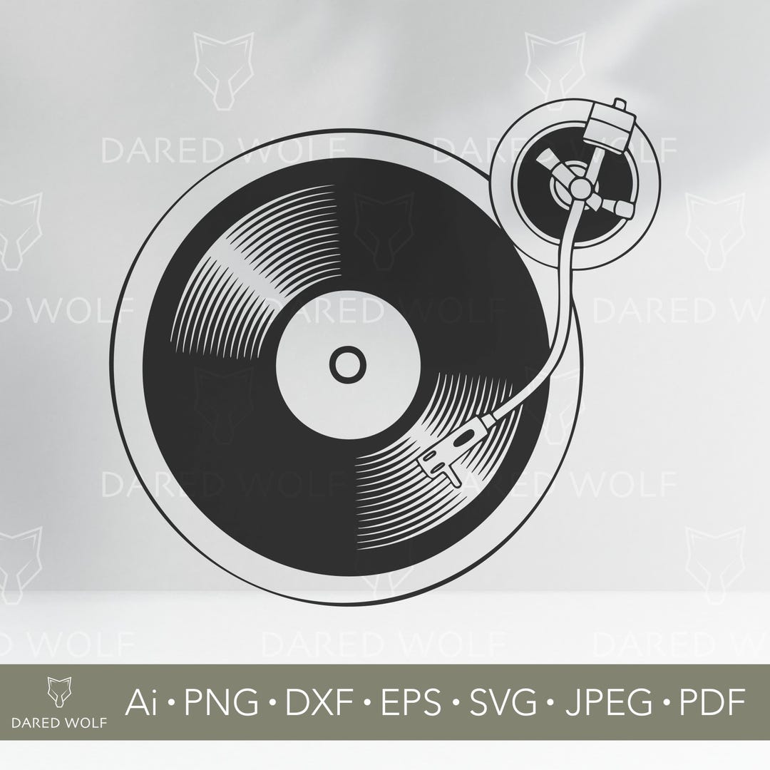 DJ Turntable SVG: Vinyl Record Player Silhouette - Retro Music Vector ...