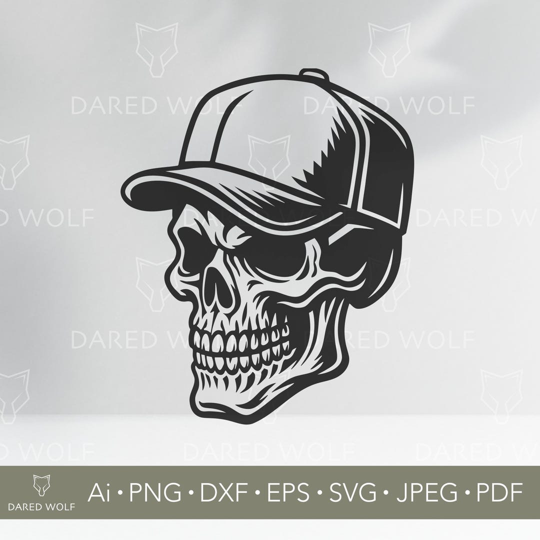 Skull With Cap Vector Art – Biker Design (digital Download) - Etsy