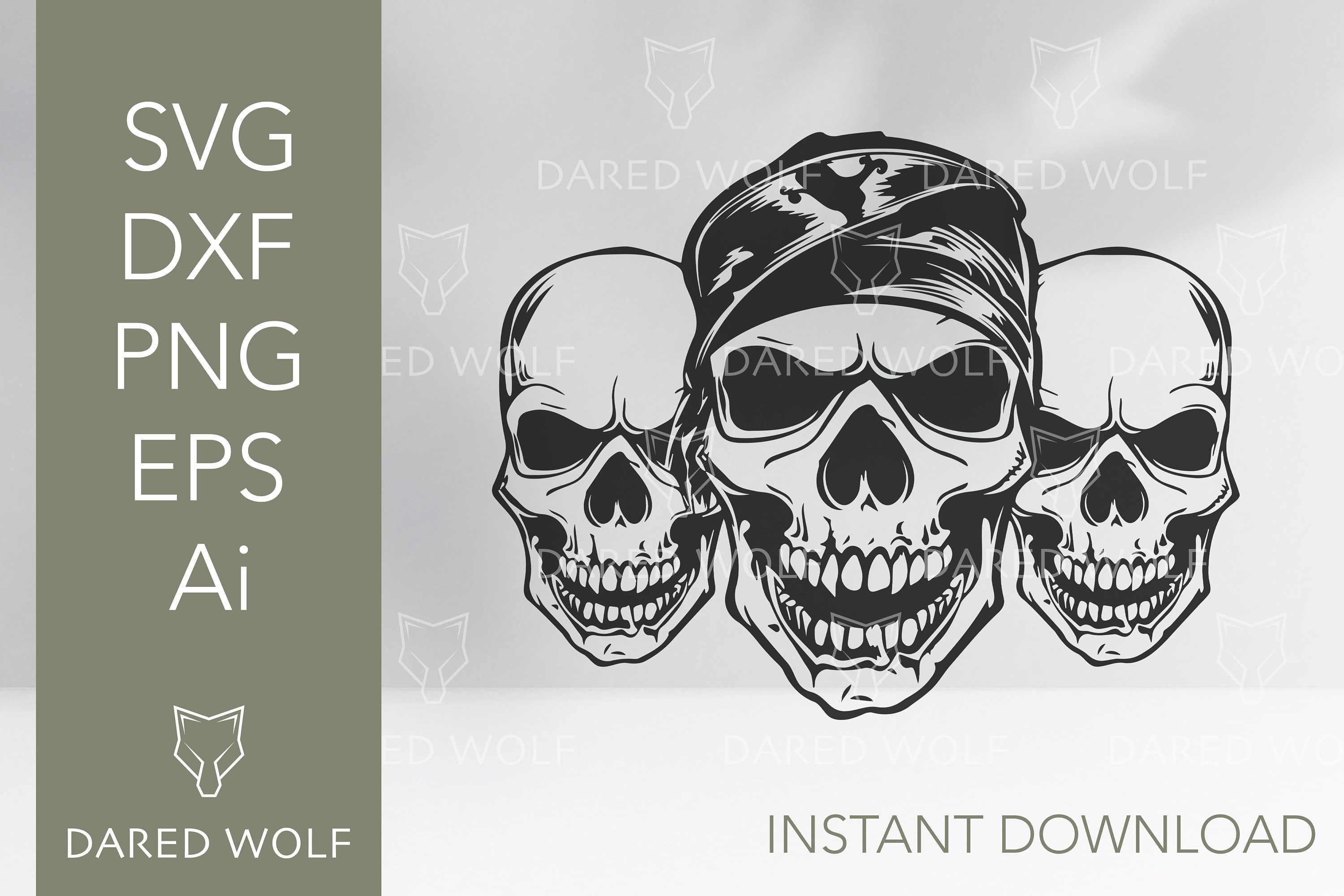 Skull Bandana Vector Cut File | Bandana Skull Clipart | Skeleton Skull ...