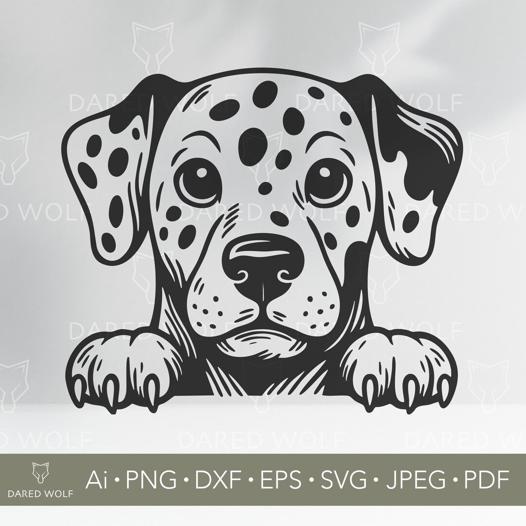 Dalmatian Puppy Line Art – Spotted Dog Clipart (SVG, PNG, PDF) - Etsy