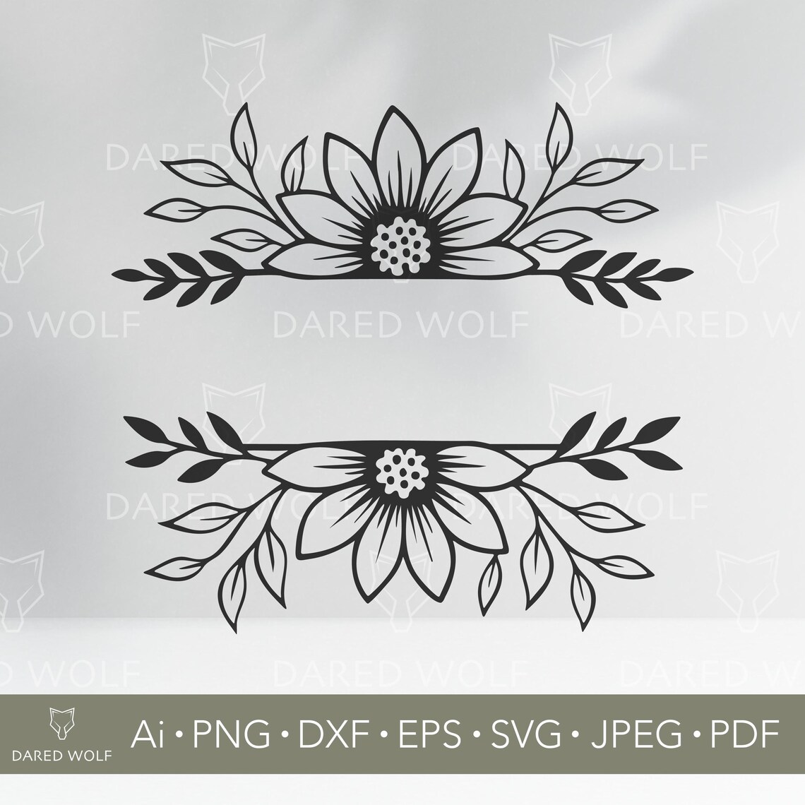 Sunflower Divider Vector Art | Boho Flower SVG for Cricut and ...