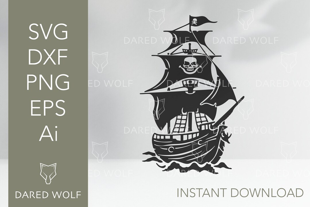 Pirate Ship Vector Cut File | Black Sailing Boat Clipart | Pirate Ship ...