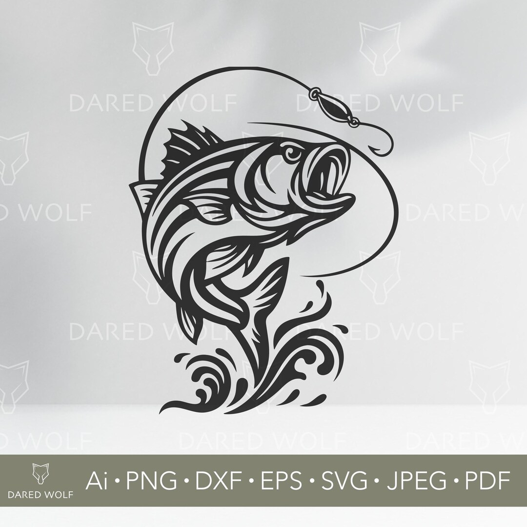 Jumping Fish SVG: Angler Vector Clipart, Fishing Design (digital ...