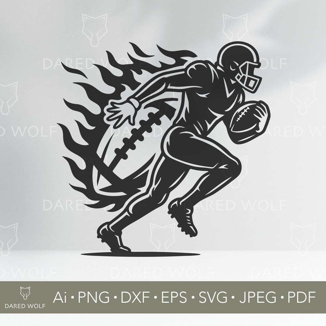 Flaming Football Player SVG: Vector Art for Cricut & Silhouette - Etsy