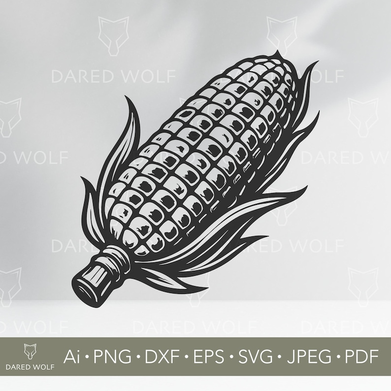 Corn on the Cob Clipart - Grilled Vegetable Vector - Rustic Black ...