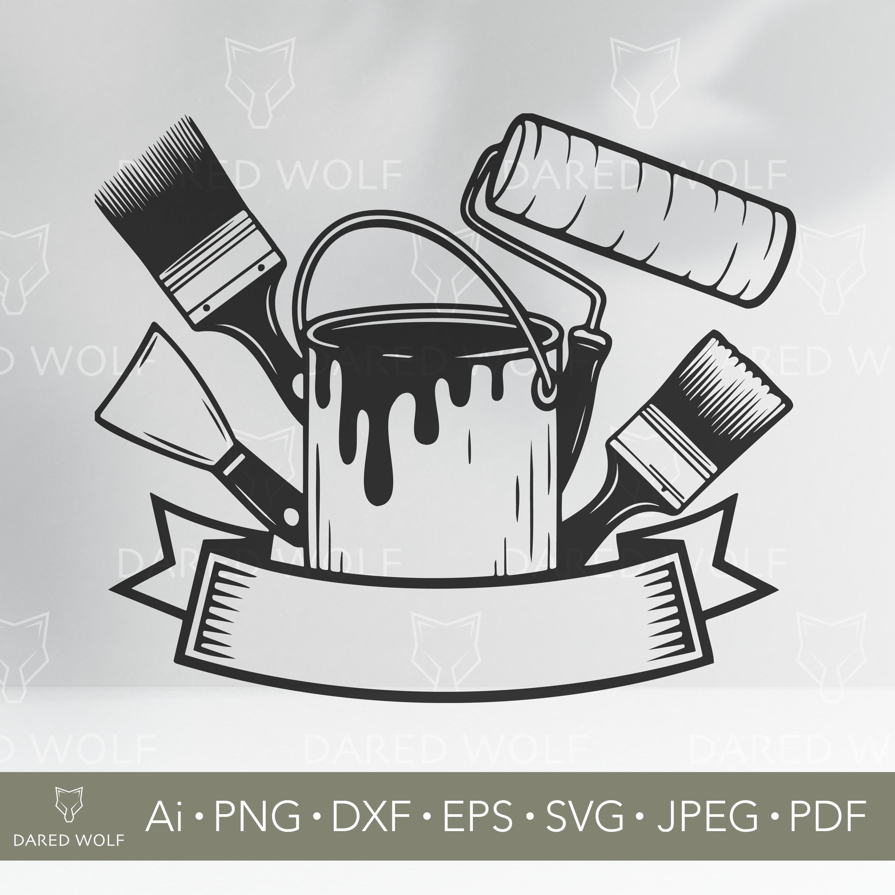 Painter Logo Vector Art: Painting Tools SVG, Cricut & Silhouette ...