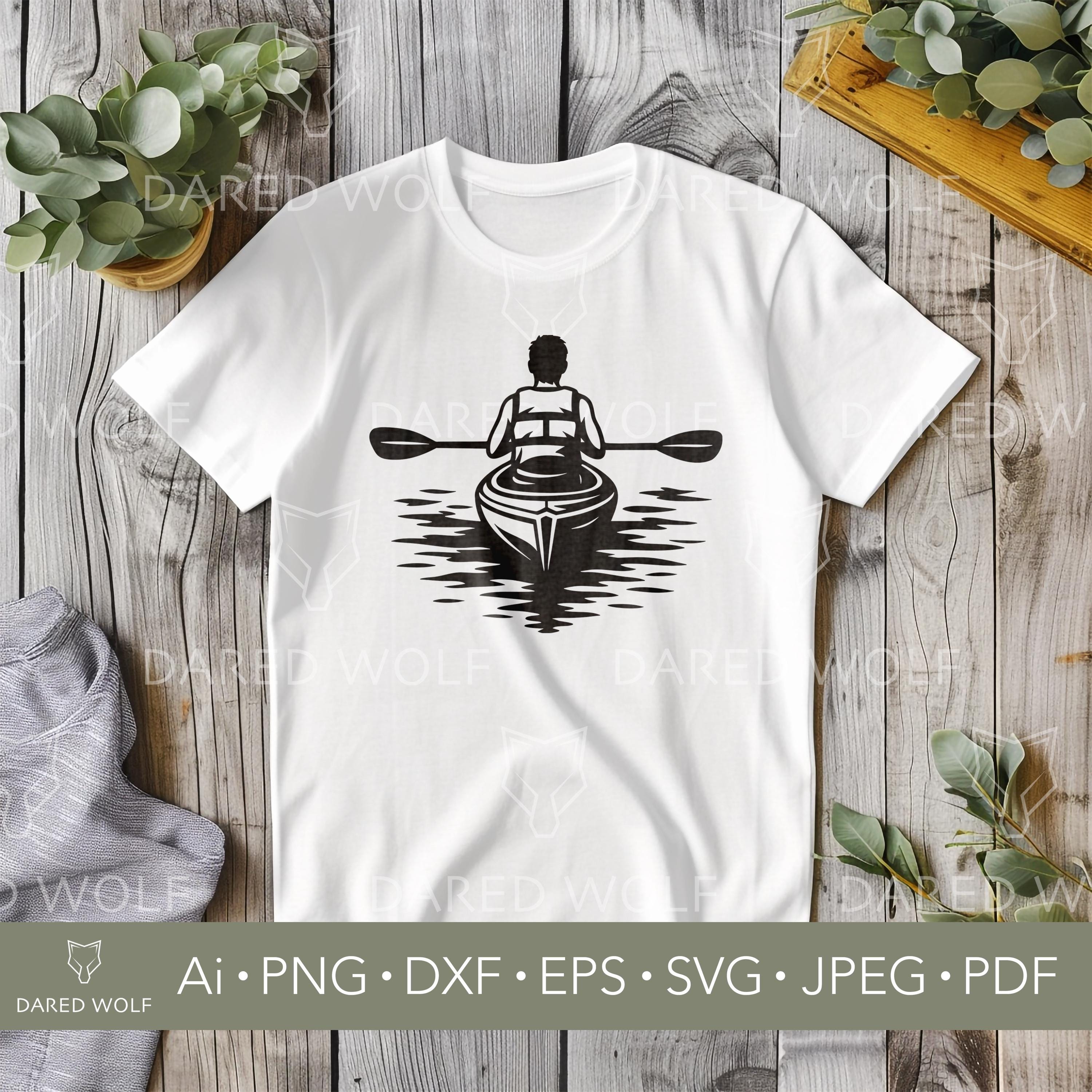Kayak Canoe SVG: Man on Lake Vector Art (digital File) - Etsy
