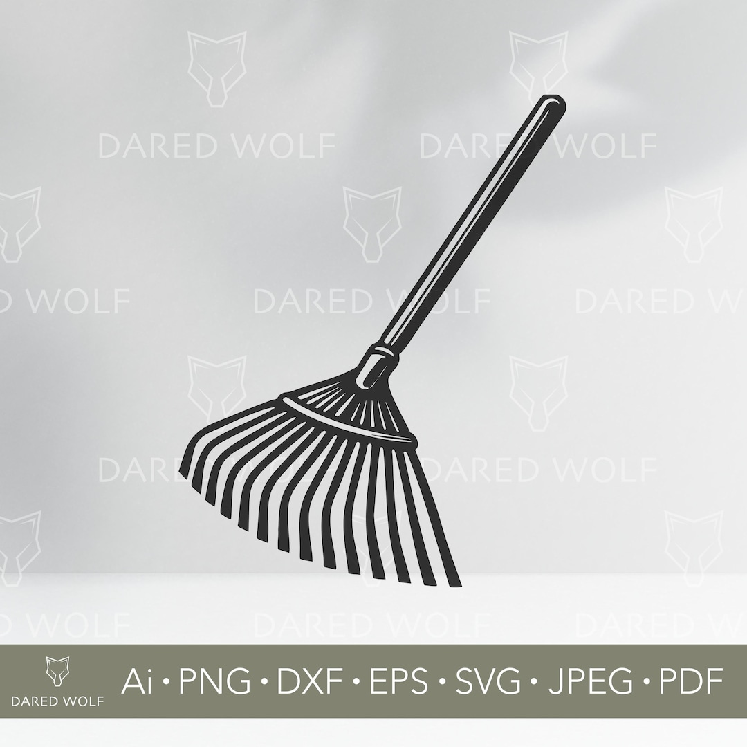 Rake Clipart - Garden Tool Silhouette - Fall Yard Cleanup Vector for ...