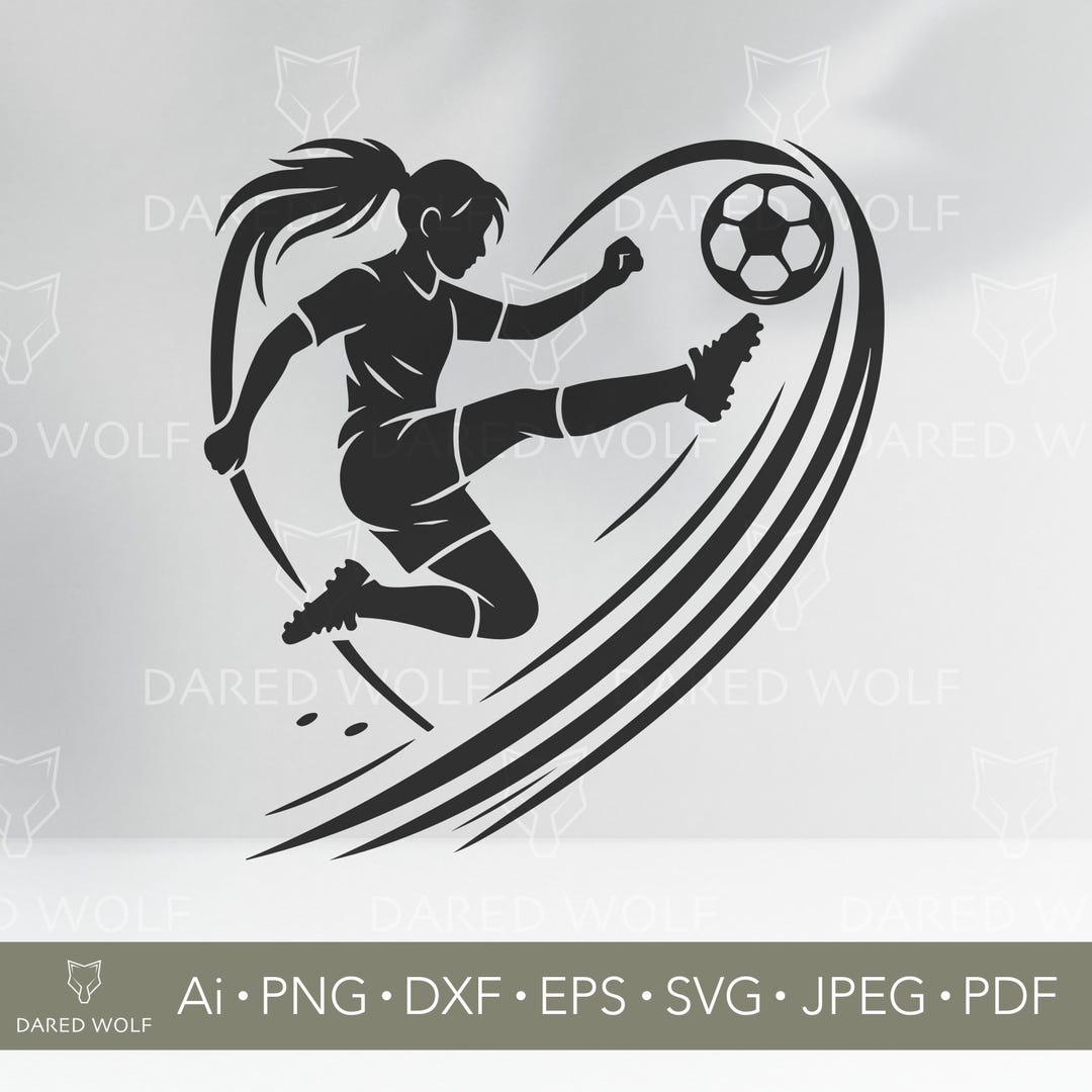 Girl Soccer Kick SVG | Female Football Vector Art (digital File) - Etsy
