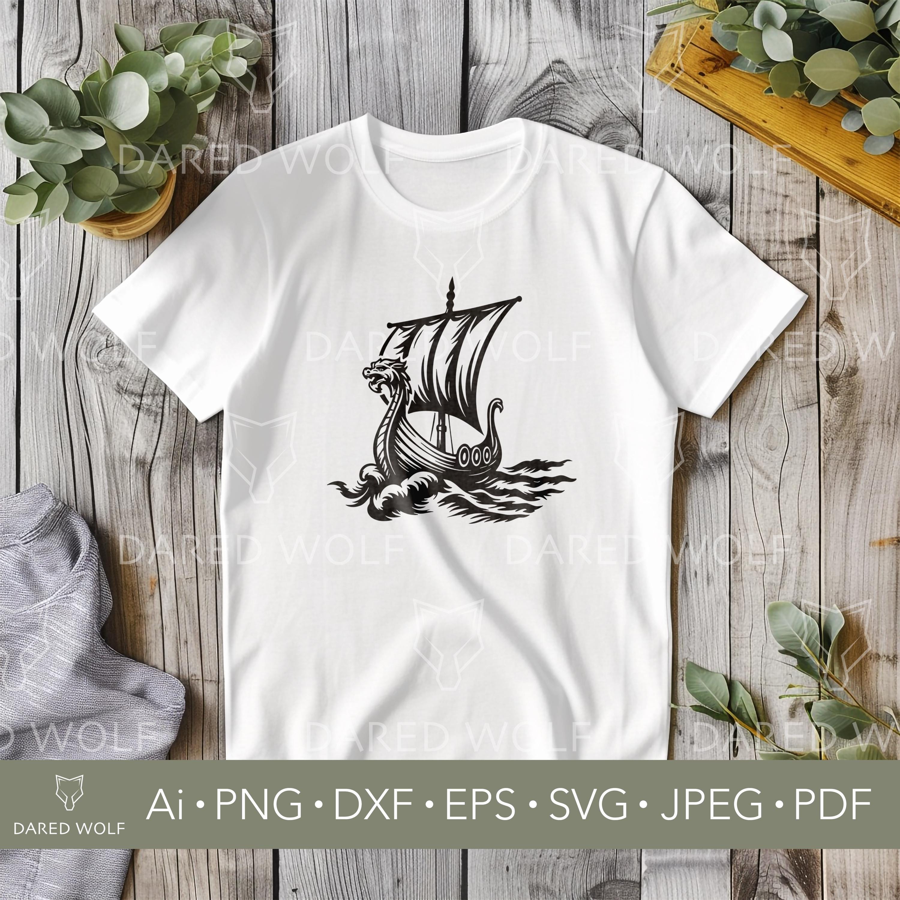 Viking Ship Vector Art | Norse Longboat SVG for Cricut and Silhouette ...
