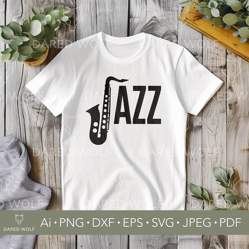 Jazz Saxophone SVG Design: Musical Instrument Clipart (digital Download ...