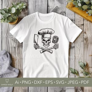 Skull Chef Butcher SVG | Crossed Bones With Knife & Steak Design ...