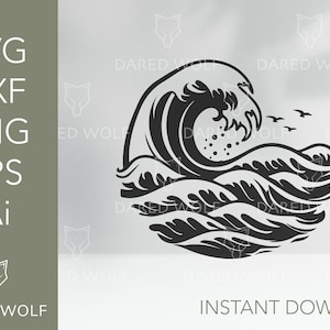 Ocean Waves Vector Cut File | Sea Waves Scene Clipart | Tidal Wave Svg ...