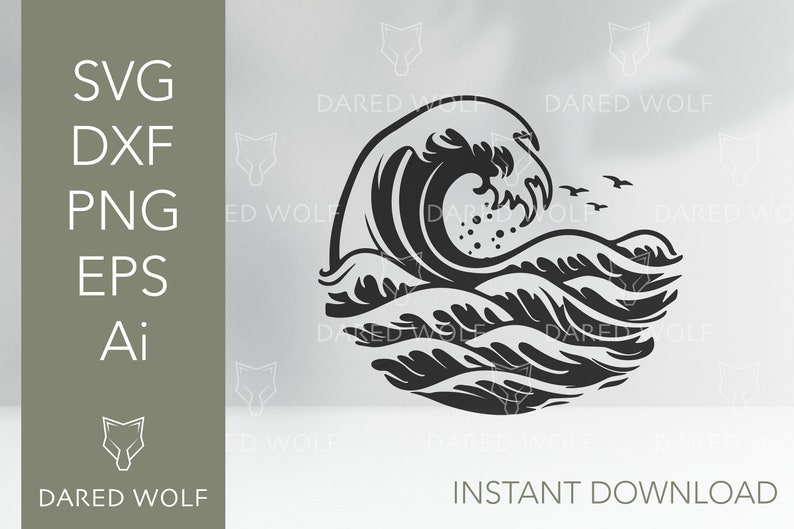 Ocean Waves Vector Cut File Sea Waves Scene Clipart Tidal Wave Svg PNG ...