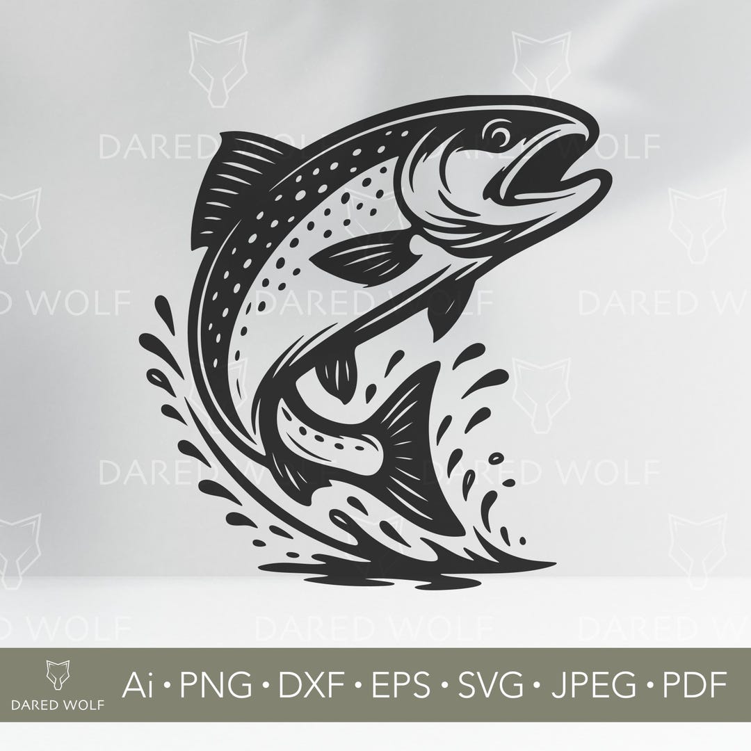 Jumping Trout SVG: Fishing Vector Graphic (digital File) - Etsy