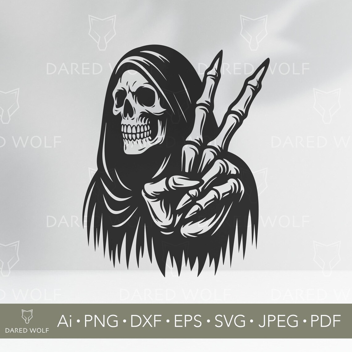 Grim Reaper Peace Sign SVG: Gothic Skeleton Vector Art (digital File ...
