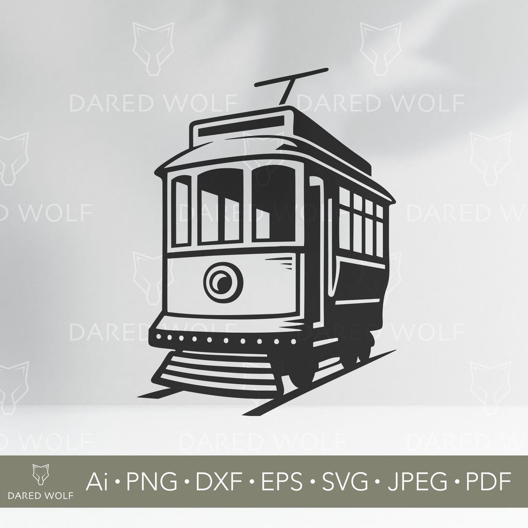 Vintage Trolley Car Design - Retro Tram Clipart - Transportation Vector ...