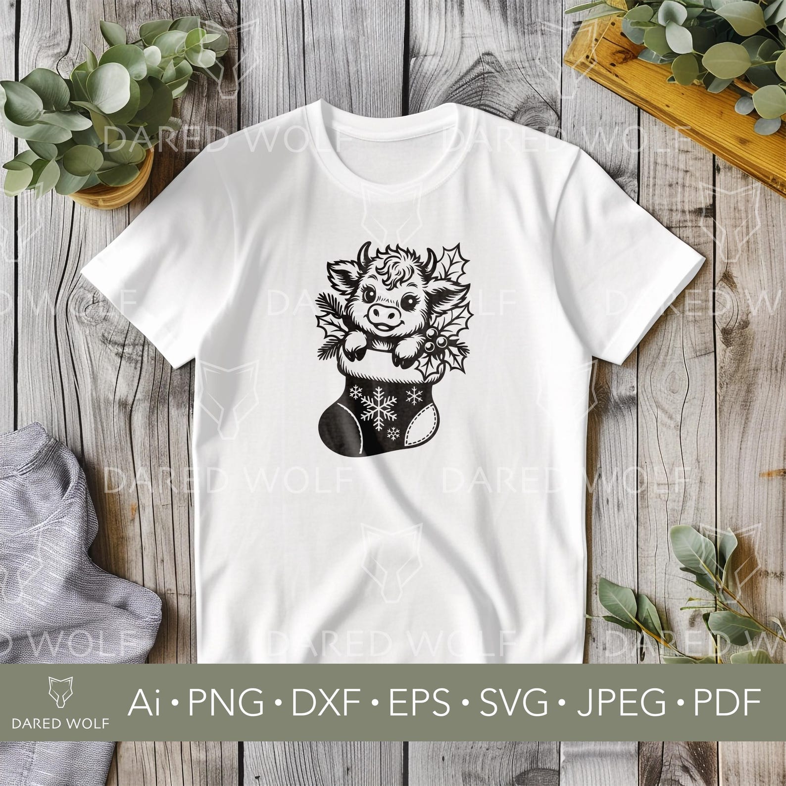 Christmas Cow Tattoo Flash – Holiday Clipart for Cricut (PDF) - Etsy