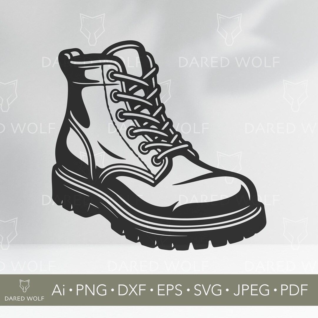 Boot SVG - Work Boot Clipart - Rugged Hiking Shoe Silhouette for Cricut ...