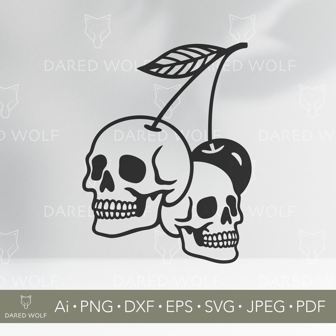 Cherry Skull Vector Art | Gothic Fruit SVG for Cricut and Silhouette ...