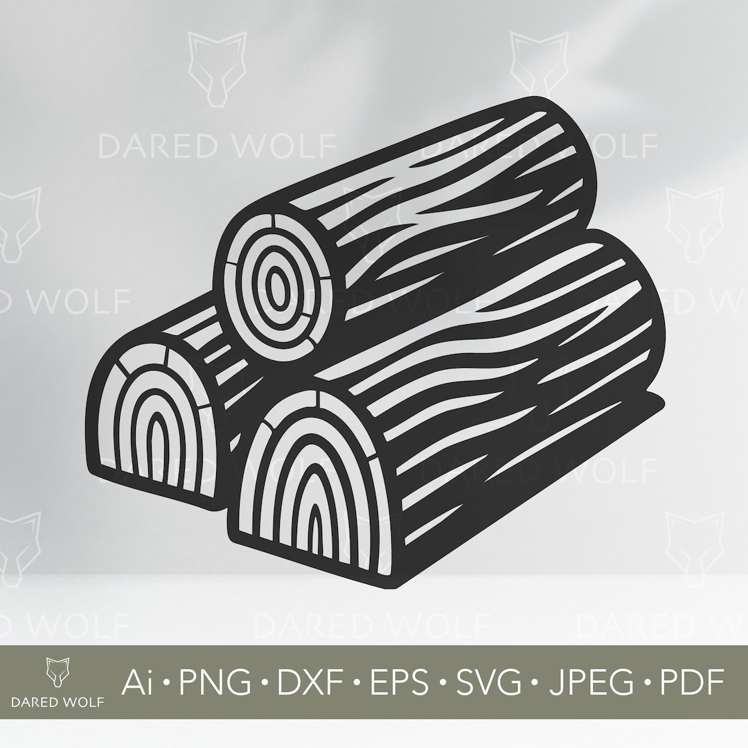 Stacked Firewood Logs SVG - Rustic Wood Clipart for Camping, Fireplace ...