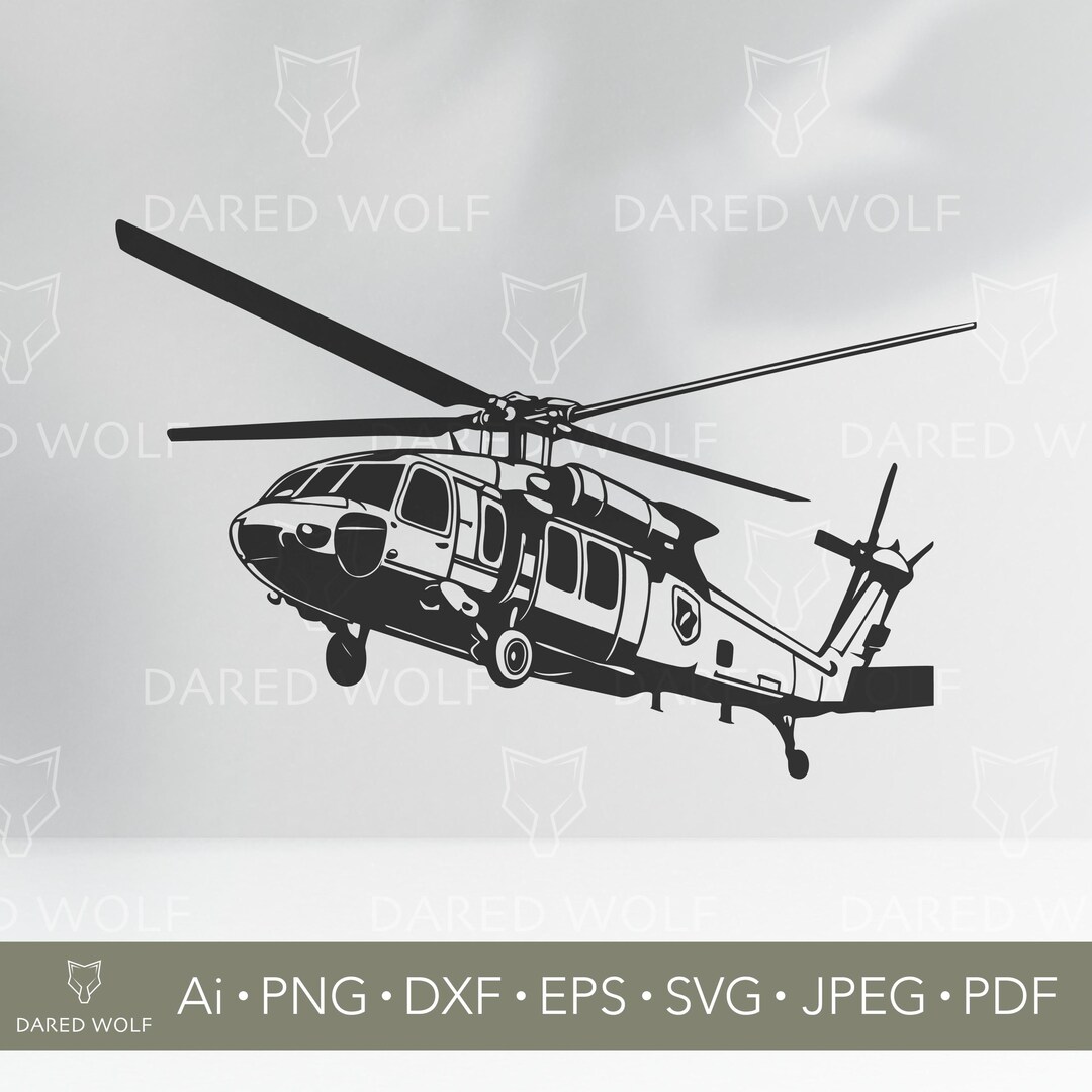 Military Helicopter SVG | Army Black Hawk Vector Clipart for Cricut and ...