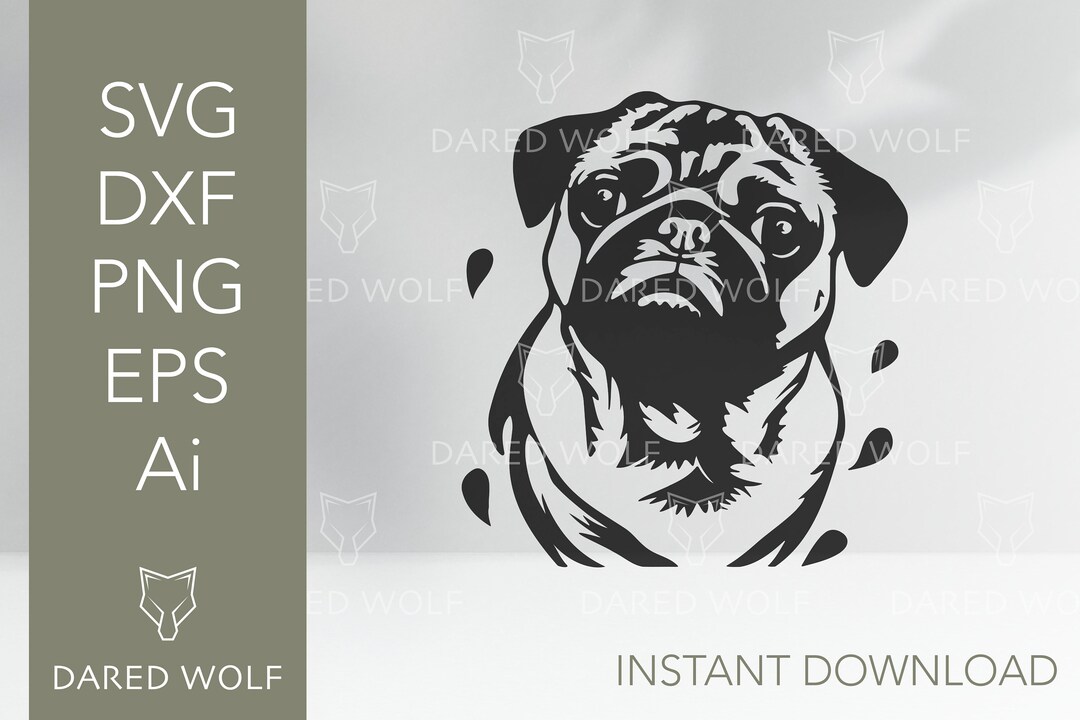 Pug Dog Vector Cut File | Pug Dog Breed Clipart | Cute Dog Svg | Pug ...