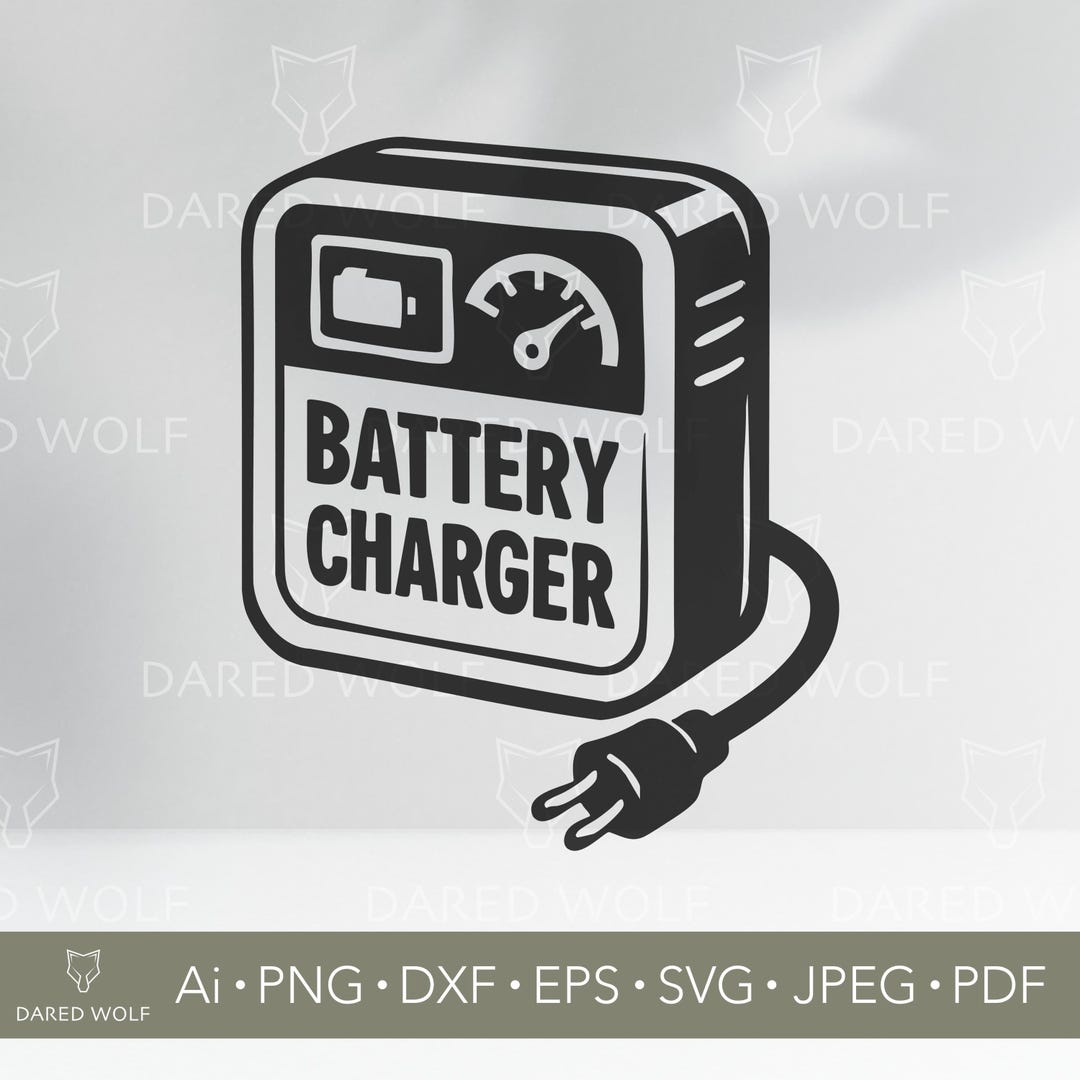 Battery Charger SVG - Retro Power Supply Clipart - Electric Charging ...