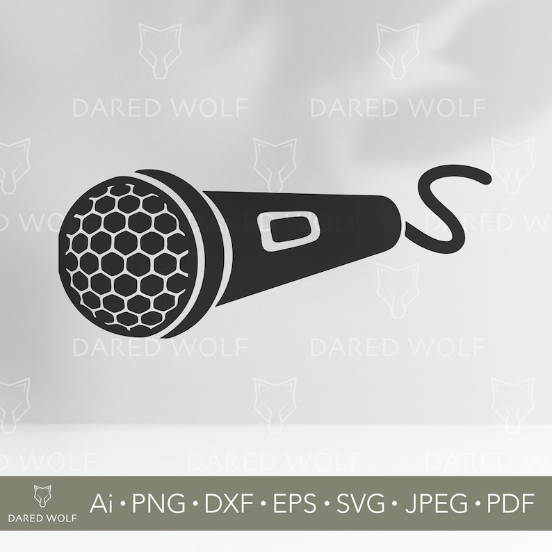 Microphone SVG - Wired Mic Silhouette Clipart for Singer Logos, Karaoke ...