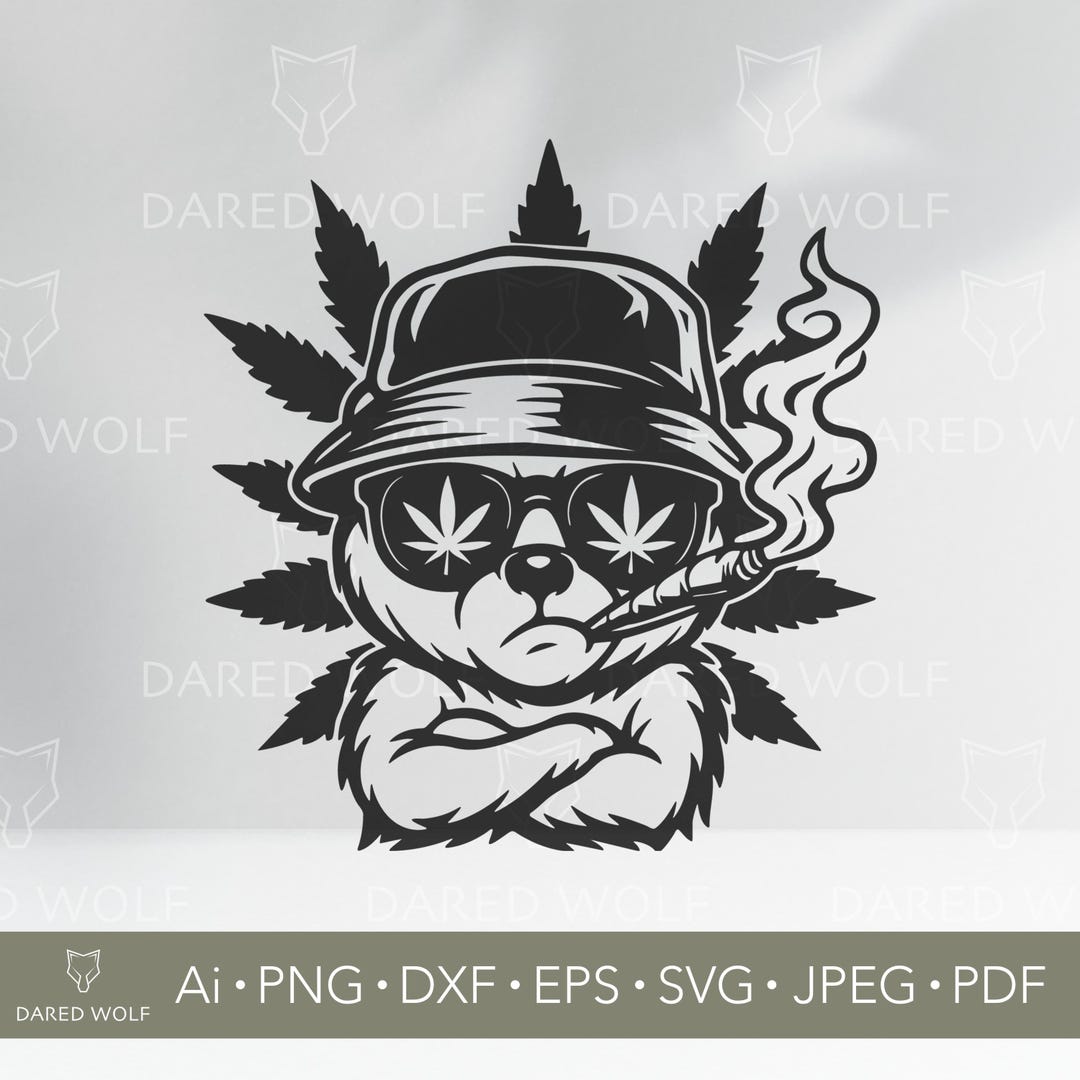 Rasta Teddy Bear Smoking Weed SVG | Reggae Stoner Design - Etsy