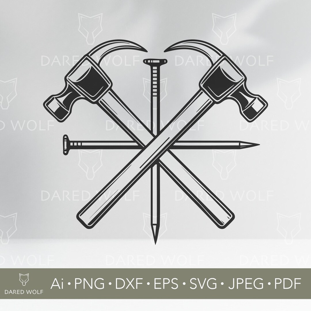 Crossed Hammers and Nails Vector Art: Carpenter SVG (digital Download ...