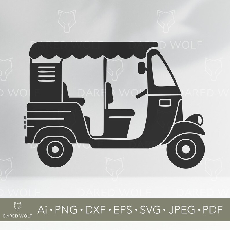 Tuk Tuk Silhouette - Auto Rickshaw Vector - Retro Travel Clipart for ...