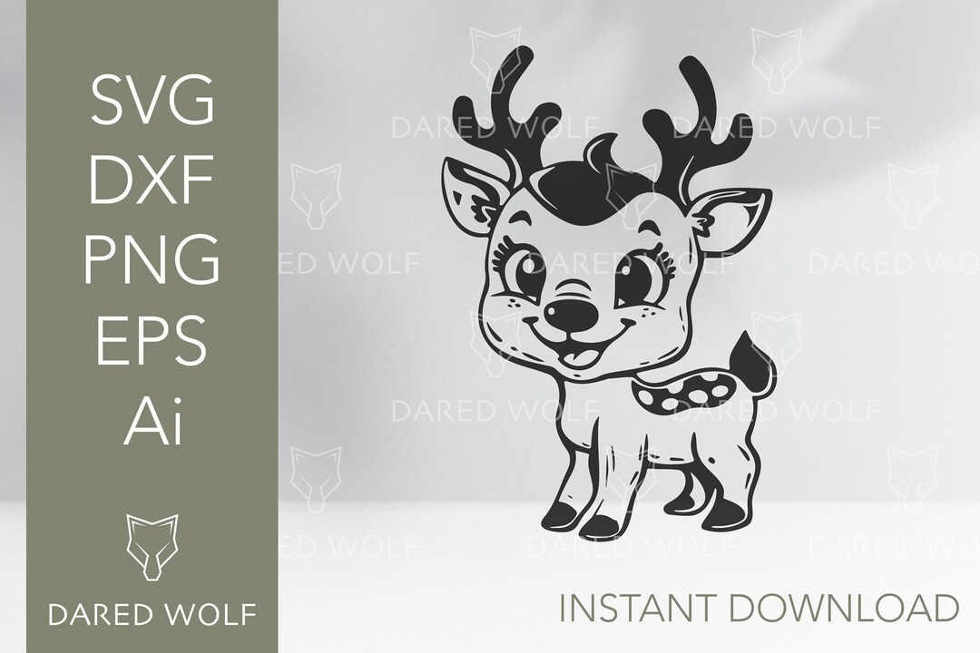 Cute Baby Reindeer Vector Cut File | Baby Reindeer Clipart | Baby ...