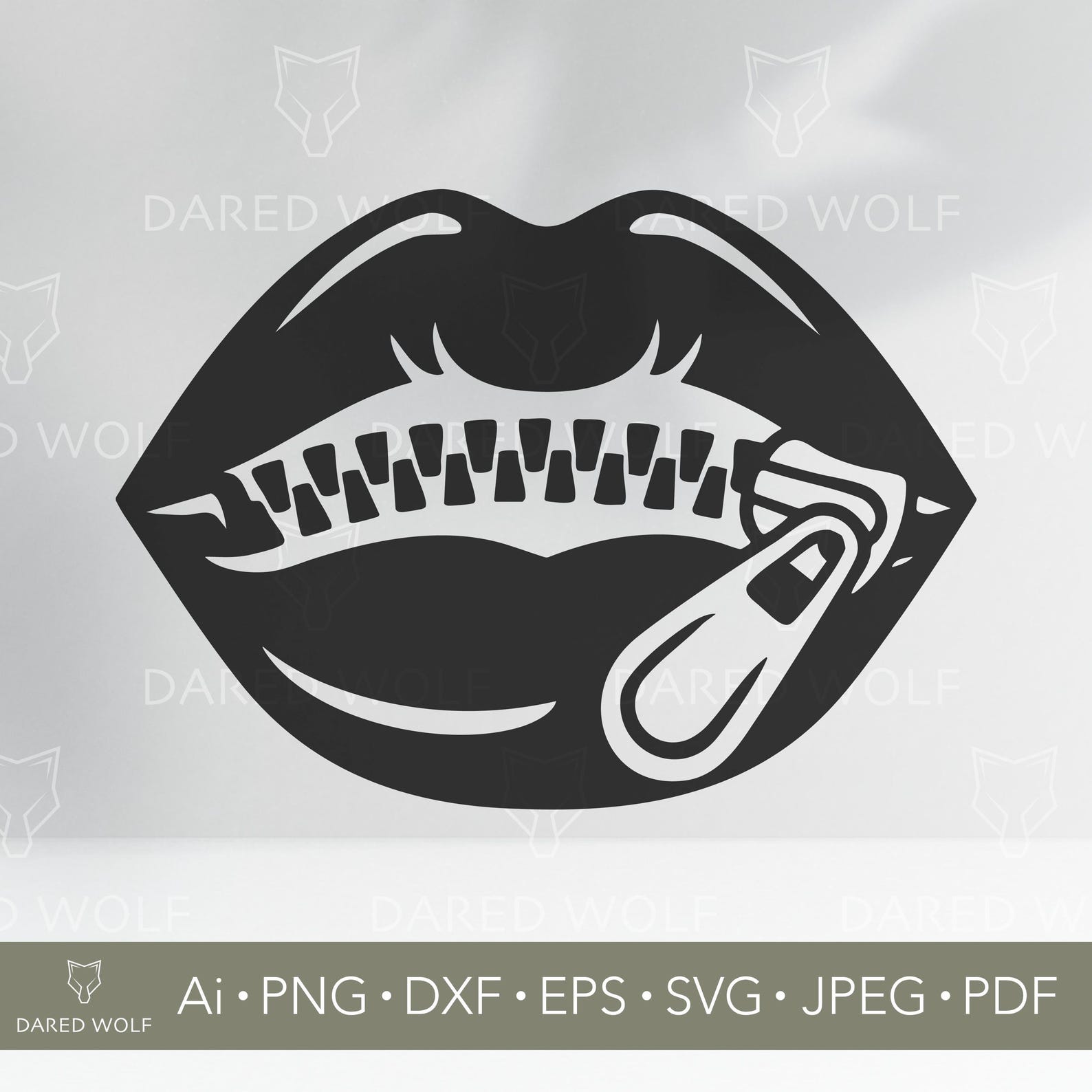 Zipper Lips Clipart - Surreal Mouth Design - Bold Pop Art Vector for ...