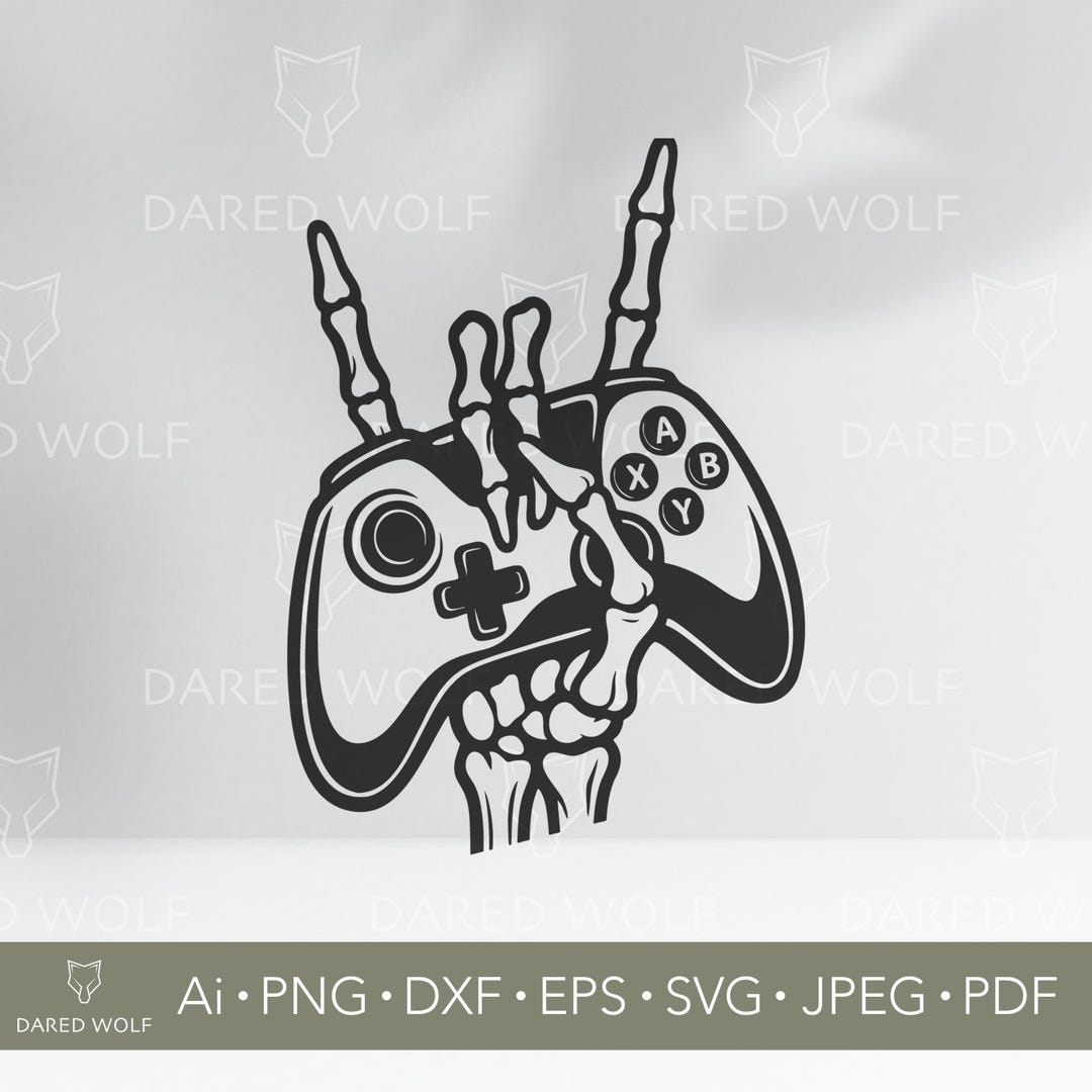 Gamer Skeleton Skull Vector | Gaming SVG for Cricut and Silhouette ...