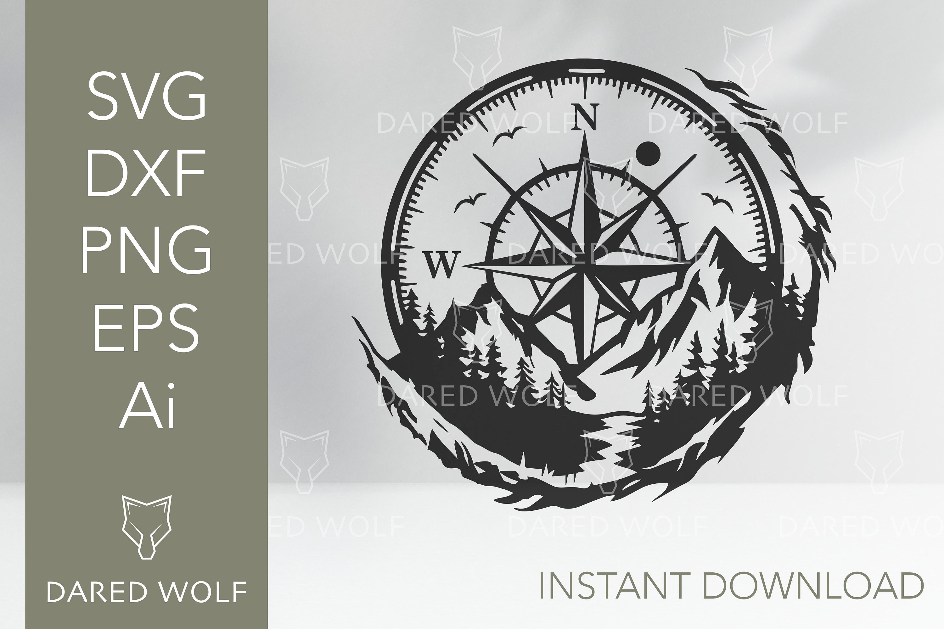 Mountain Compass Cut File | Compass Logo | Mountain Svg | Wild Forest ...
