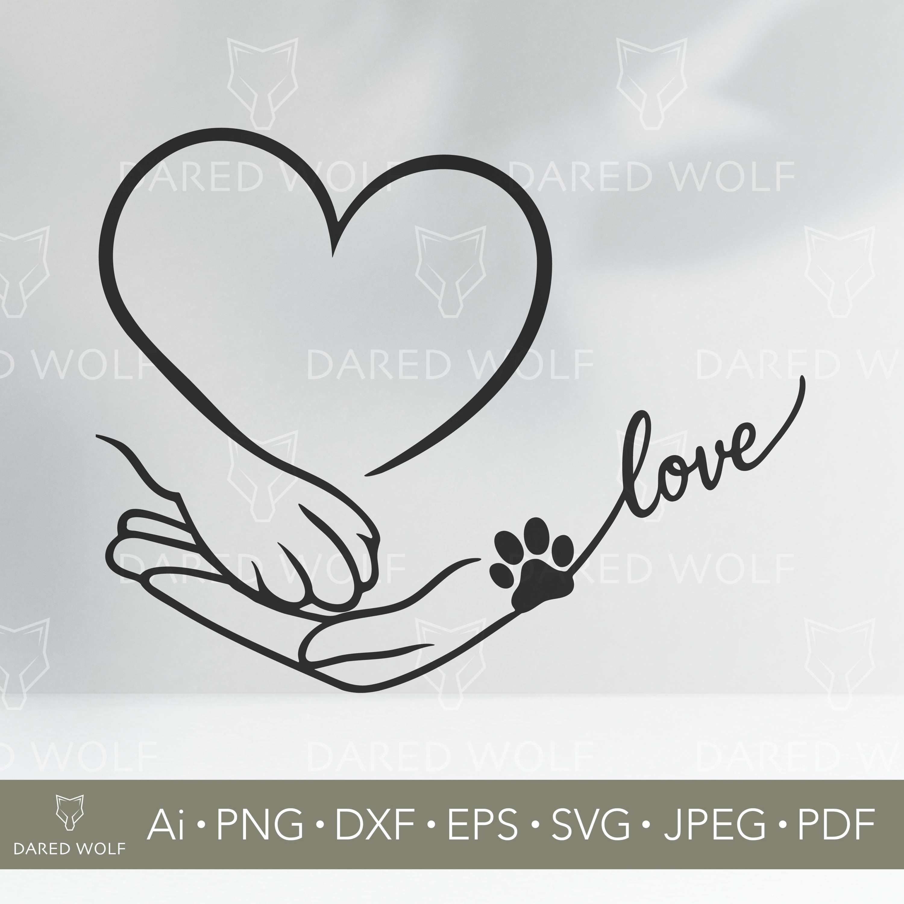 Dog Paw and Hand Heart Vector Art | Pet Love SVG for Cricut and ...
