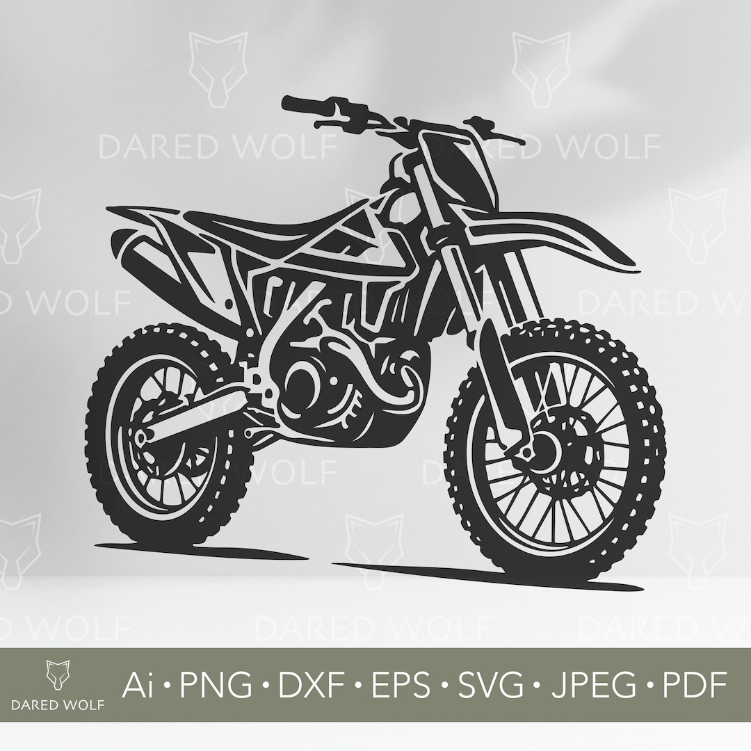 Dirt Bike SVG - off Road Motorcycle Outline - Extreme Sports Wall Art ...