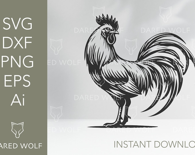 4 Rooster SVG 4 Cut File With Heart and Leaves, Perfect for Cricut ...