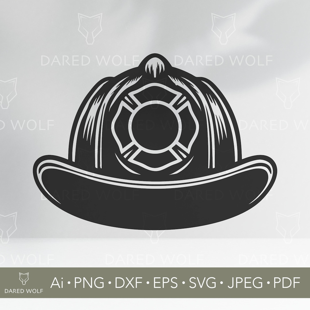 Firefighter Helmet SVG: Heroic Fireman Hat Vector Art (digital Download ...