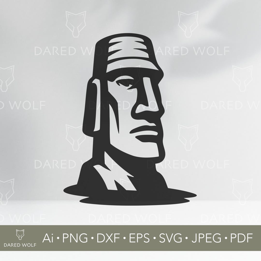 Easter Island Moai Vector Art: Polynesian Statue SVG, PNG, PDF (digital ...