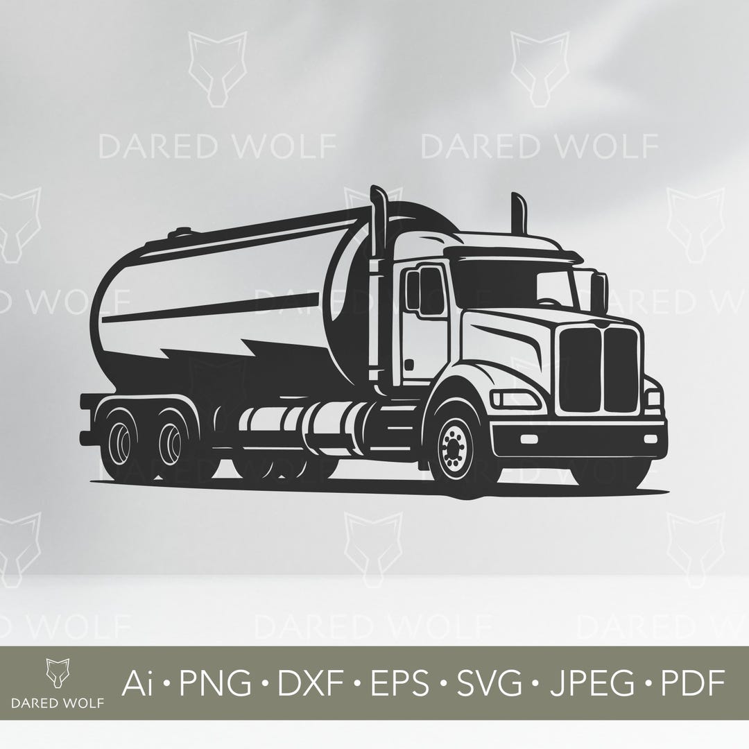 Tanker Truck SVG Vector | Semi Trailer Design for Cricut and Silhouette ...