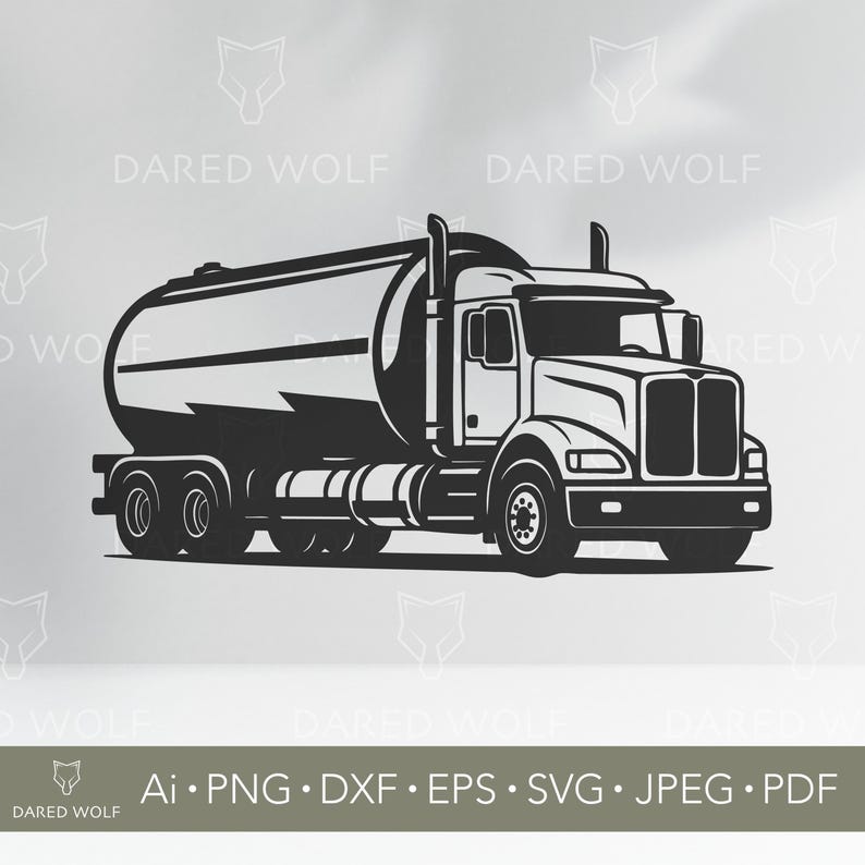 Tanker Truck SVG Vector | Semi Trailer Design for Cricut and Silhouette ...