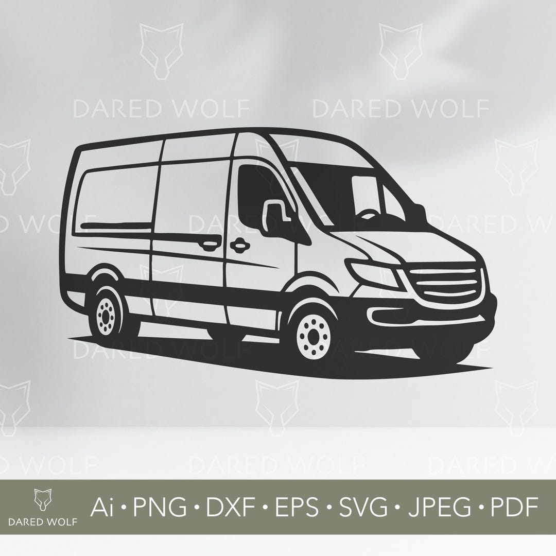 Cargo Van SVG - Delivery Van Line Art - Commercial Vehicle Outline for ...