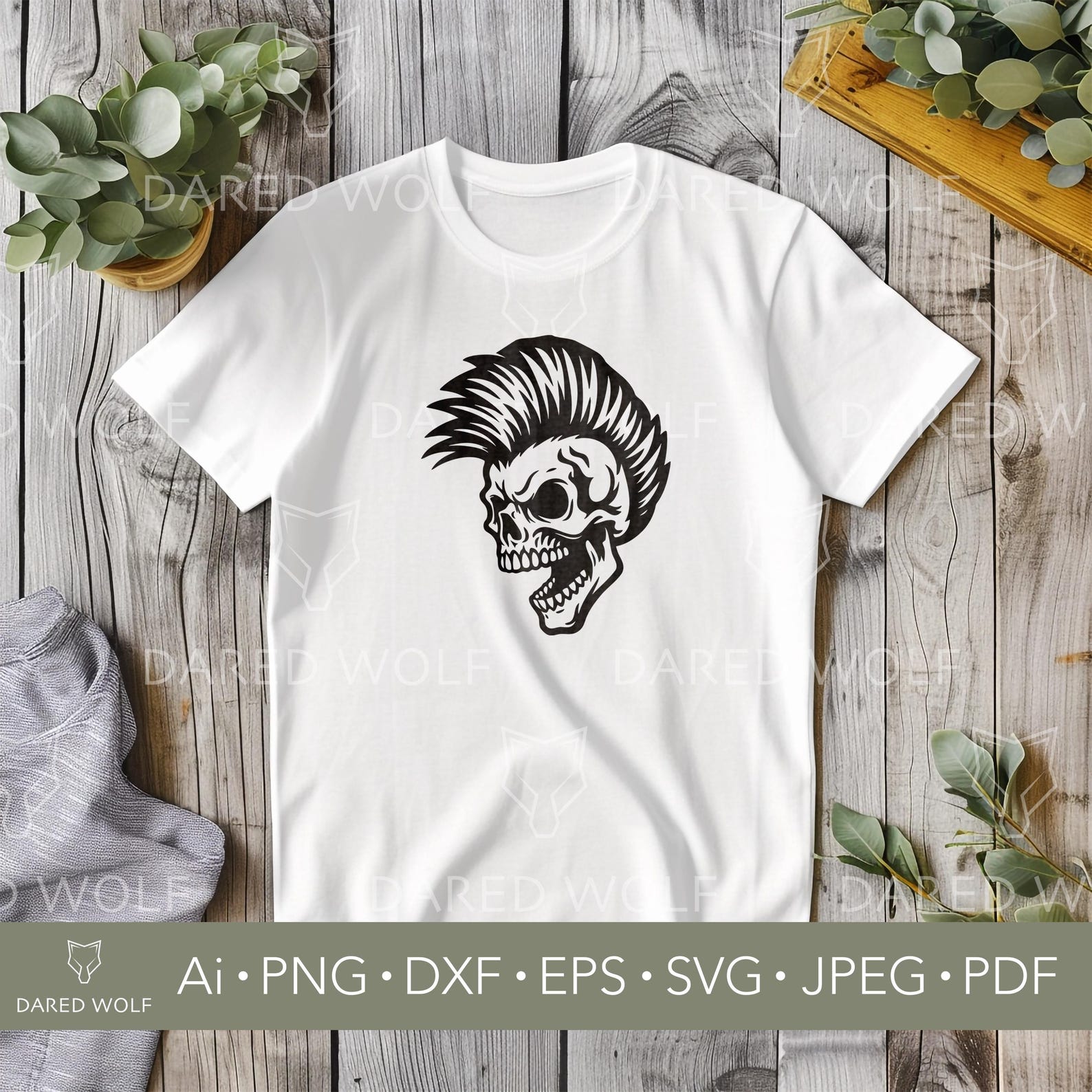 Punk Skull Vector Art | Rockabilly SVG for Cricut and Silhouette ...
