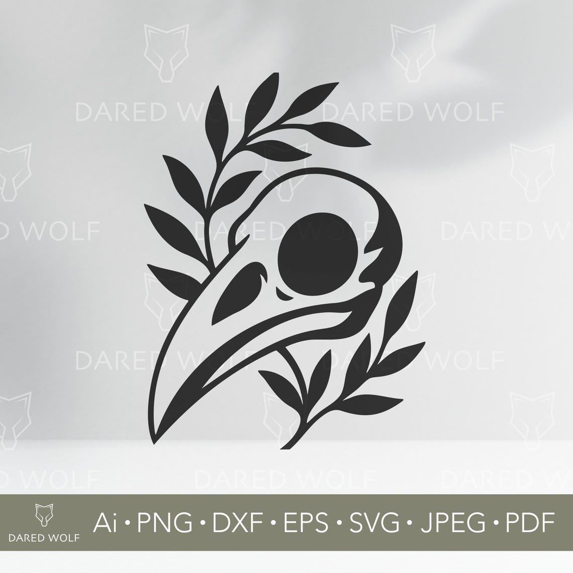 Botanical Bird Skull Vector Art | Gothic Nature Design (digital ...