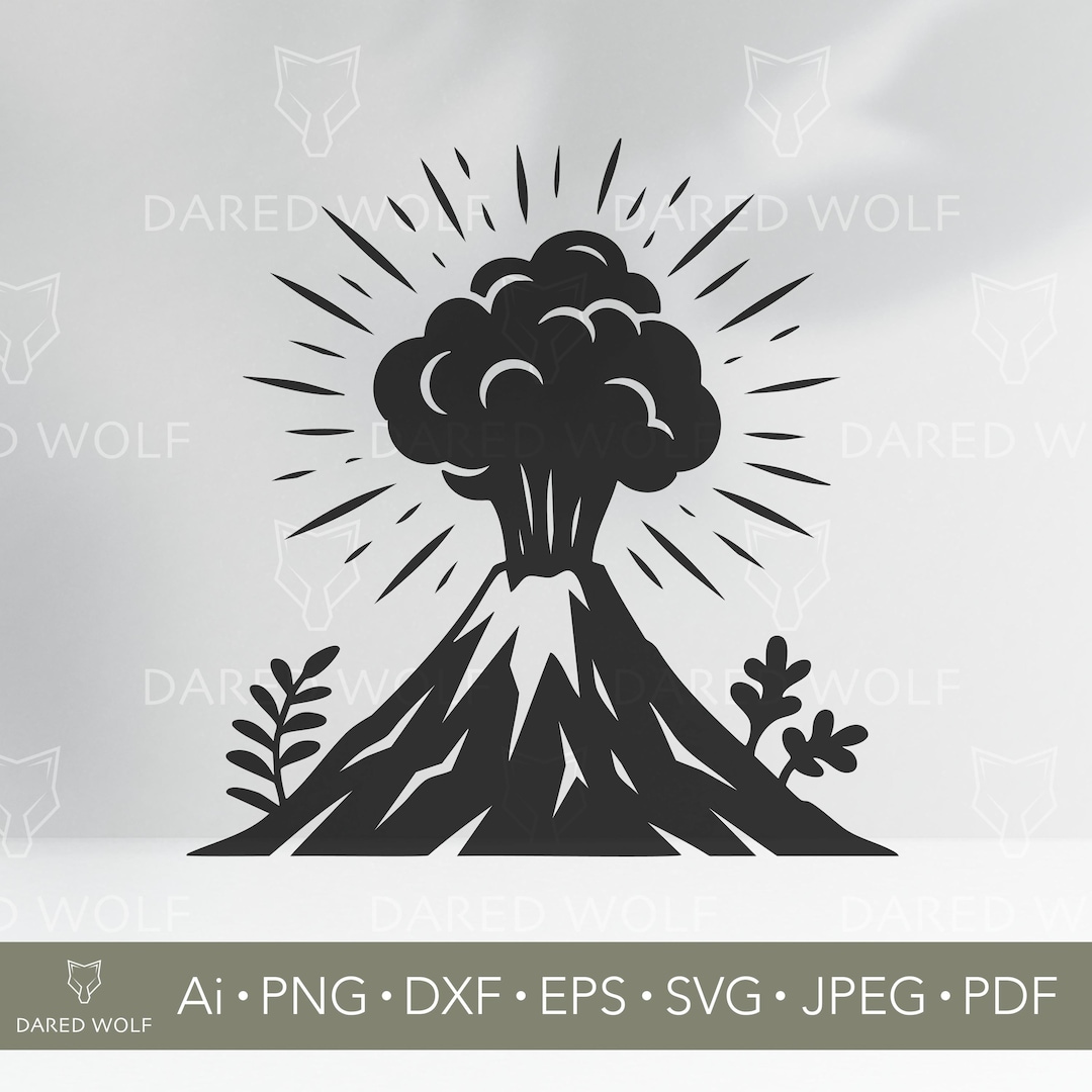 Volcano SVG - Eruption Clipart Silhouette - Exploding Mountain Design ...