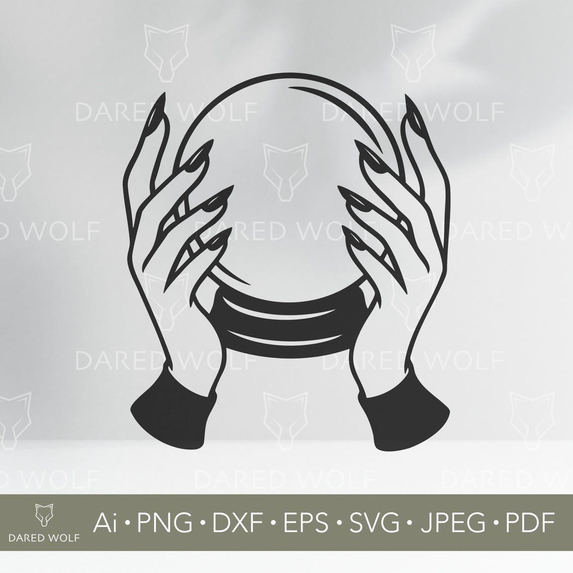 Mystic Crystal Ball SVG: Witch Hands Clipart, Occult Halloween Design ...