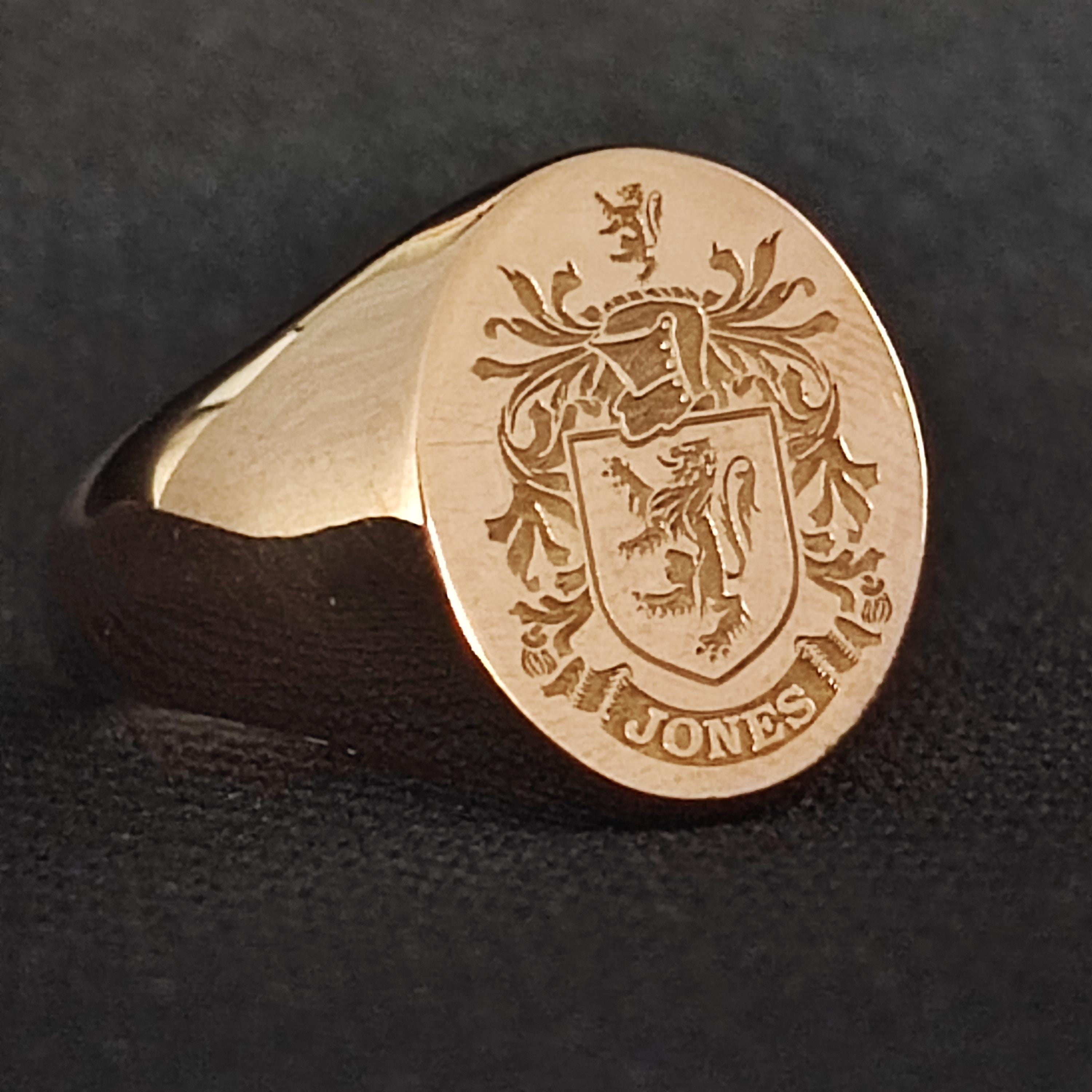 Men's Oval Signet Ring in Solid Gold, Solid Gold Monogram Ring for Men ...