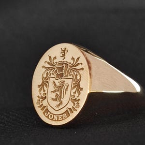 Men's Oval Signet Ring in Solid Gold, Solid Gold Monogram Ring for Men ...